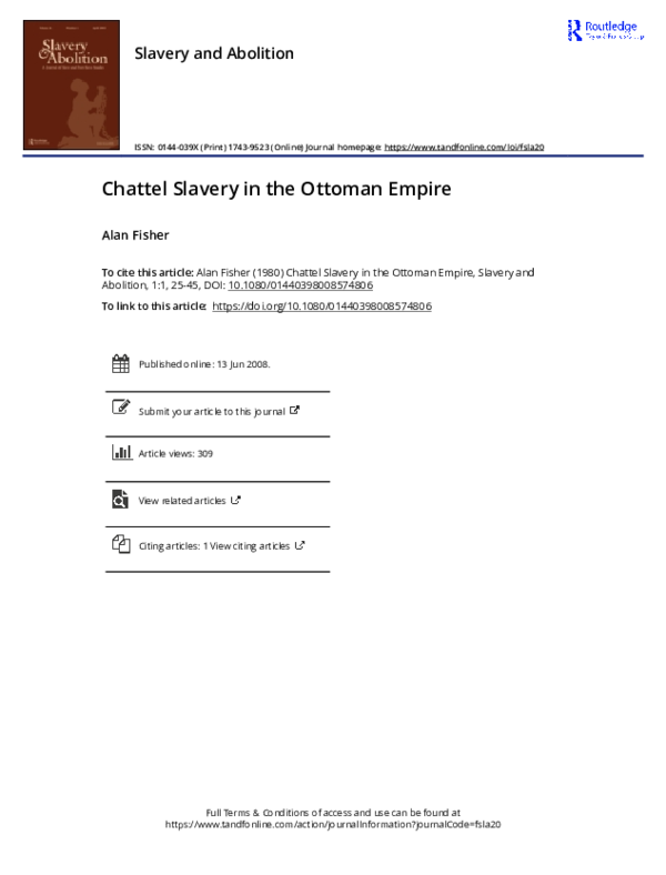 (PDF) Chattel Slavery in the Ottoman Empire