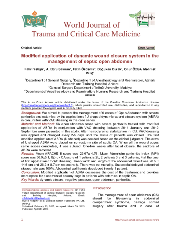 (PDF) Modified application of dynamic wound closure system in the ...