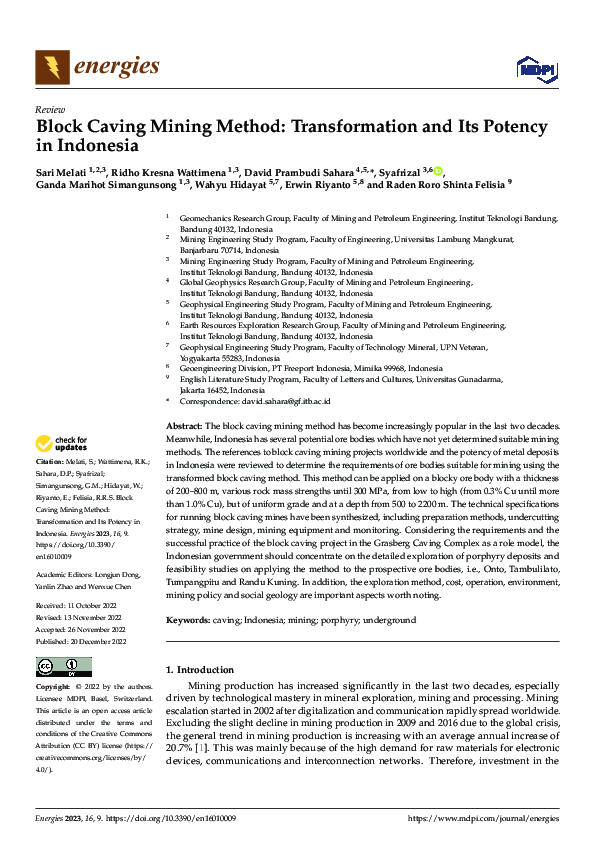 (PDF) Block Caving Mining Method: Transformation and Its Potency in ...