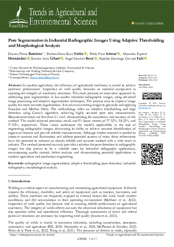 (PDF) Pore Segmentation in Industrial Radiographic Images Using Adaptive Thresholding and ...