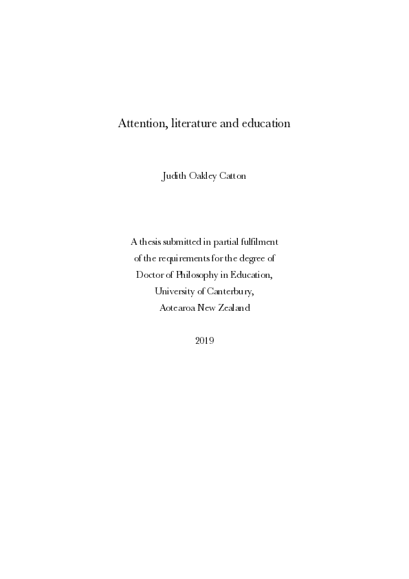 (PDF) Attention, literature and education | Judith Catton - Academia.edu
