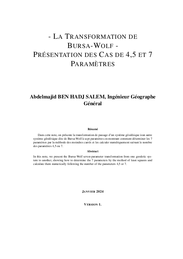 (PDF) LA TRANSFORMATION DE BURSA-WOLF -PRÉSENTATION DES CAS DE 4,5 ET 7TRES