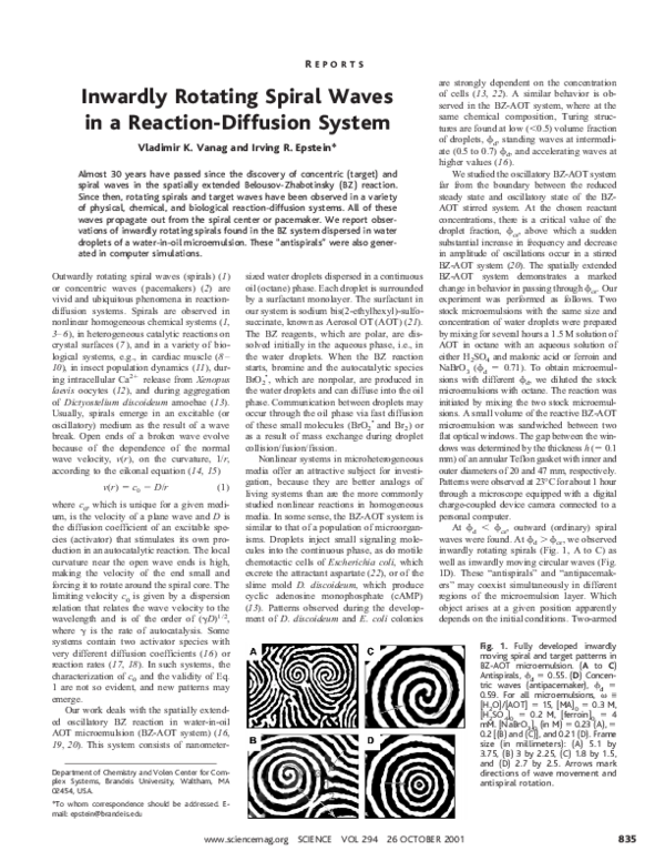 (PDF) Inwardly Rotating Spiral Waves in a Reaction-Diffusion System