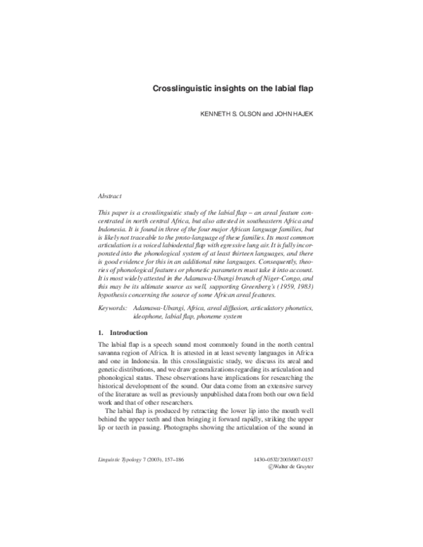 (PDF) Crosslinguistic insights on the labial flap