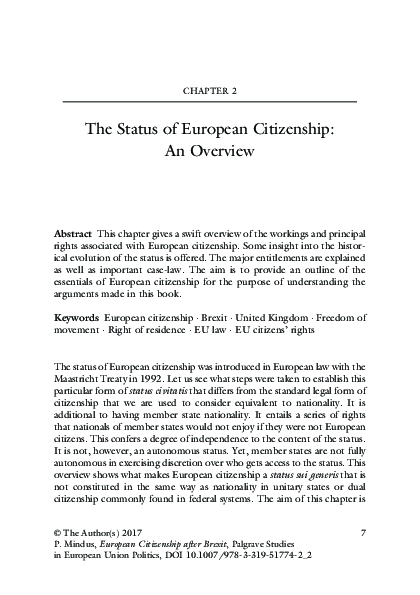 (PDF) The Status of European Citizenship: An Overview