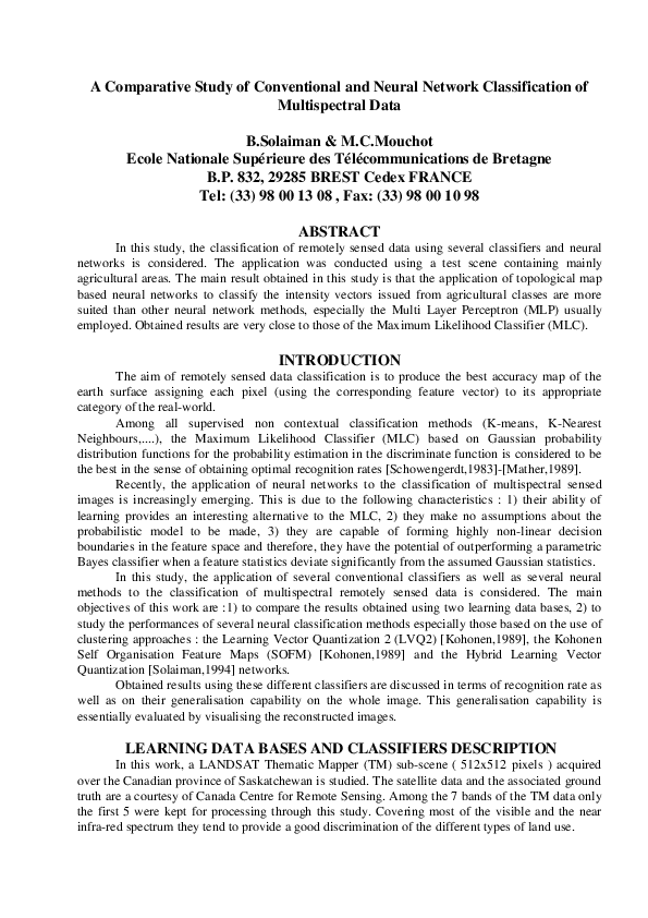 (PDF) A comparative study of conventional and neural network classification of multispectral ...