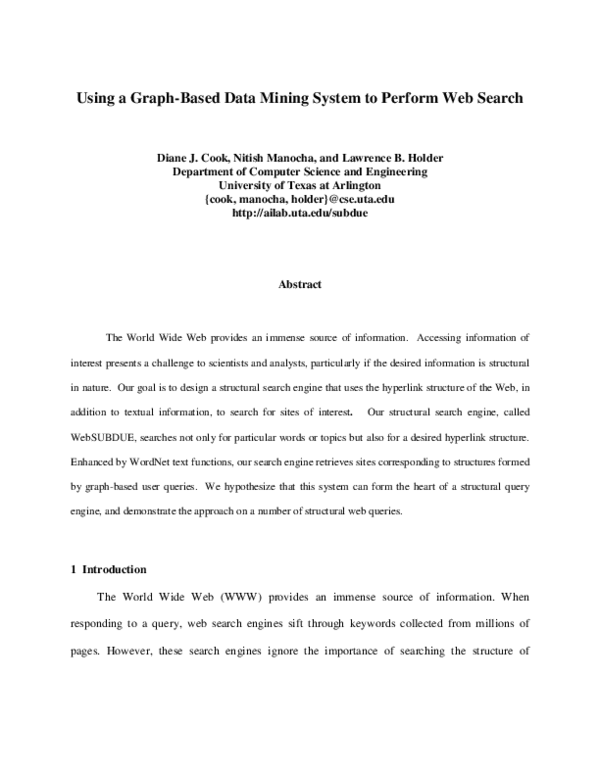 (PDF) Using a Graph-Based Data Mining System to Perform Web Search