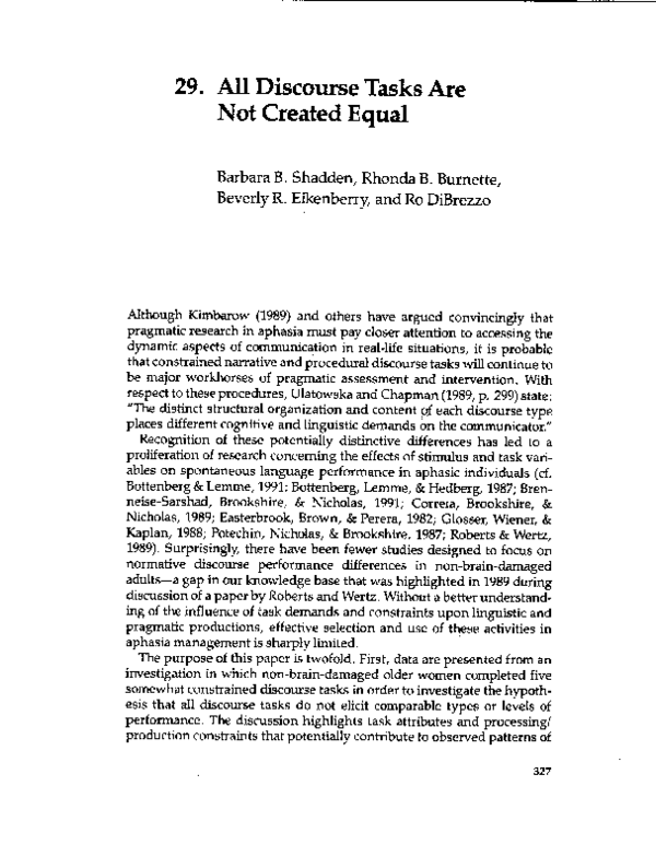 (PDF) All discourse tasks are not created equal
