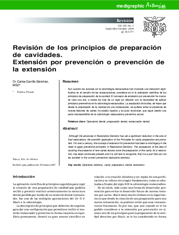 (PDF) Revisión de los principios de preparación de cavidades: extensión ...