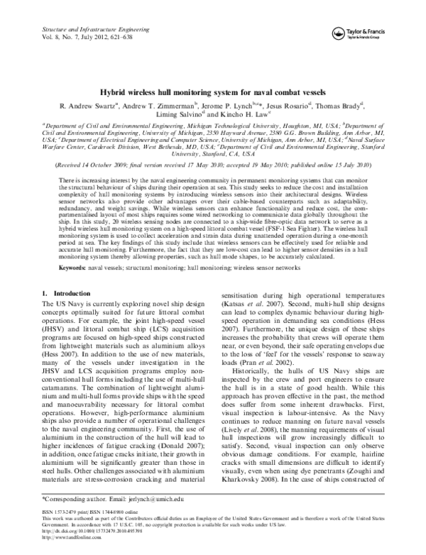 Pdf Hybrid Wireless Hull Monitoring System For Naval Combat Vessels