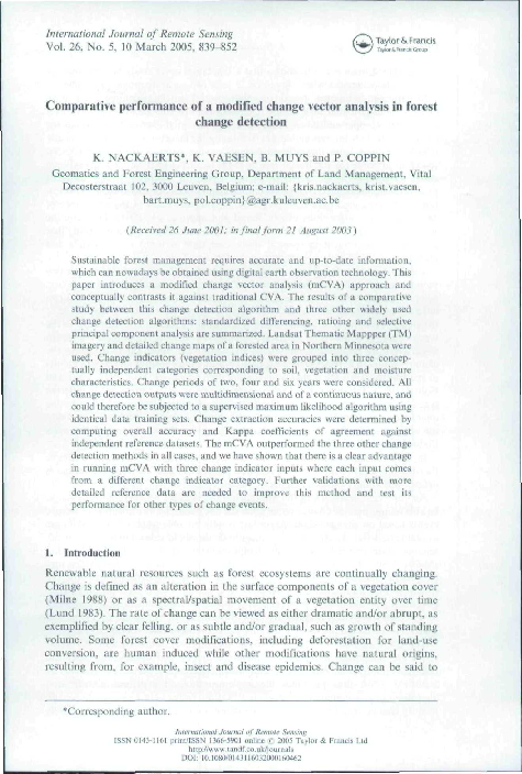 (PDF) Comparative performance of a modified change vector analysis in ...