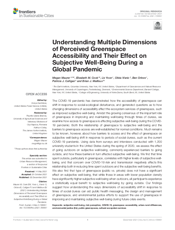 (PDF) Understanding Multiple Dimensions of Perceived Greenspace Accessibility and Their Effect ...