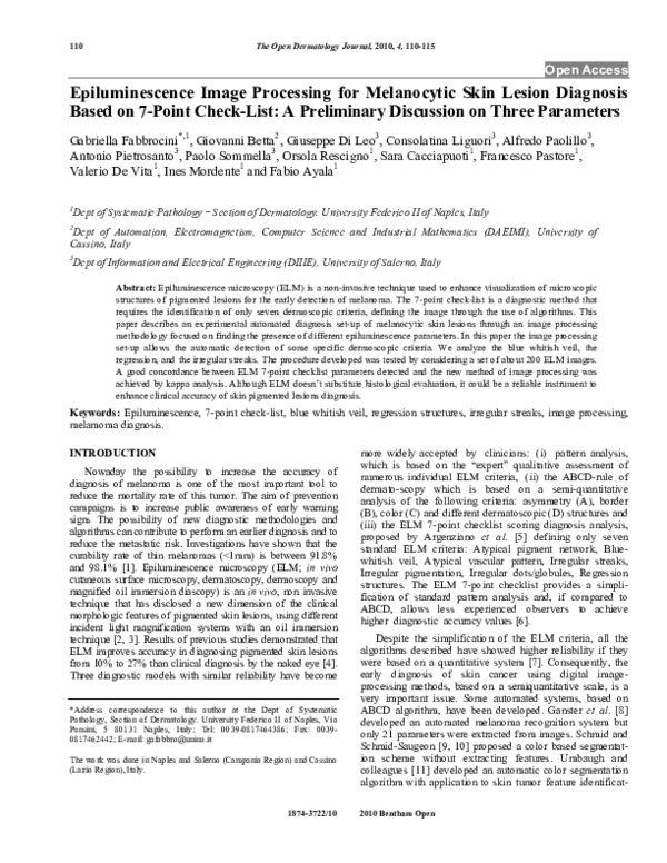 (PDF) Epiluminescence Image Processing for Melanocytic Skin Lesion ...