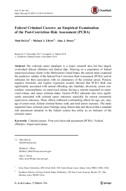 (PDF) Federal Criminal Careers: an Empirical Examination of the Post ...