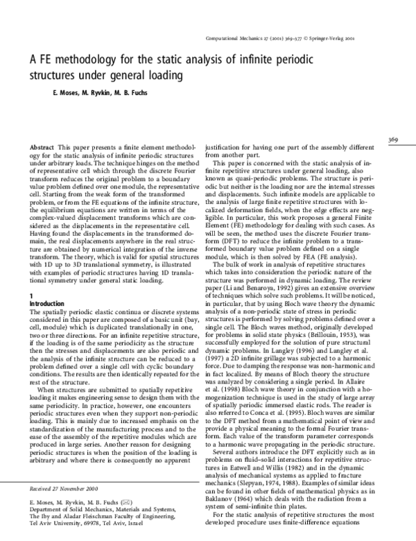 (PDF) A FE methodology for the static analysis of infinite periodic structures under general ...