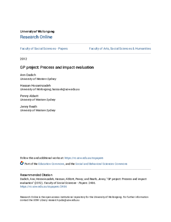 (PDF) GP Project: Process and Impact Evaluation