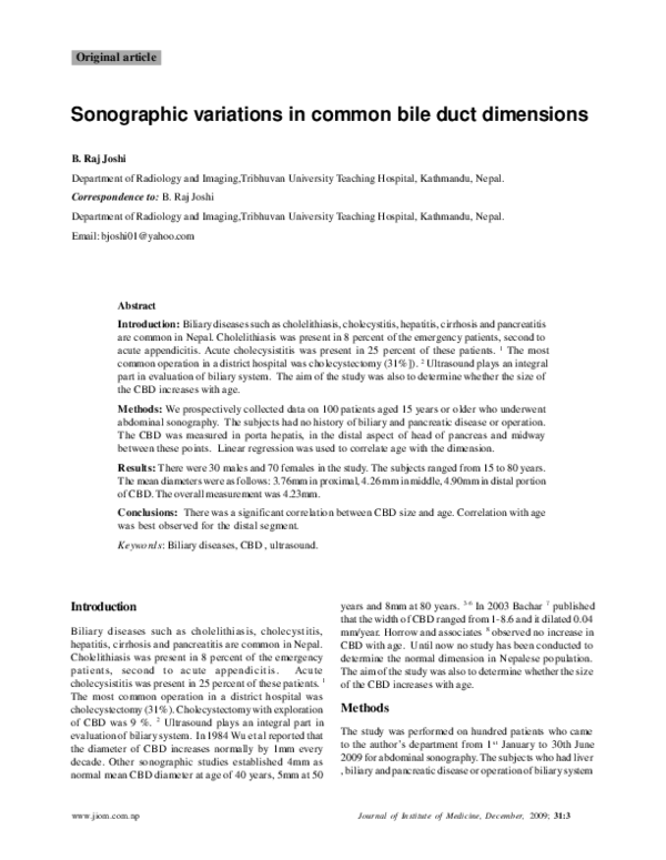 (PDF) Sonographic variations in common bile duct dimensions
