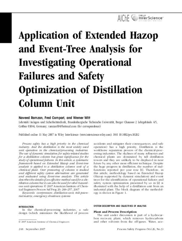 (PDF) Application of extended Hazop and event‐tree analysis for ...