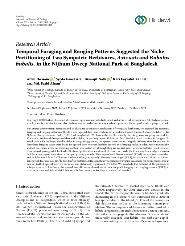 Pdf Temporal Foraging And Ranging Patterns Suggested The Niche