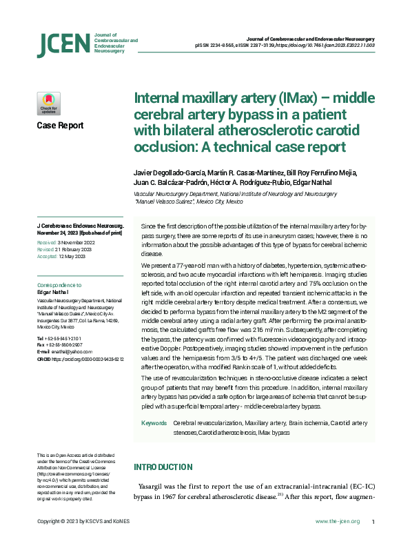 (PDF) Internal maxillary artery (IMax) -middle cerebral artery bypass ...