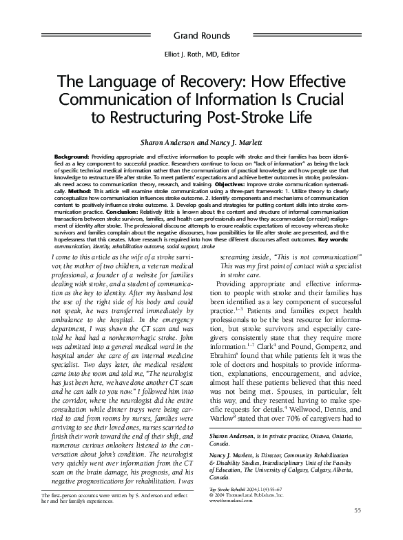 (PDF) The Language of Recovery: How Effective Communication of ...