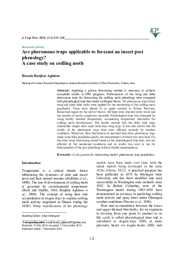 (PDF) Are Pheromone Traps Applicable to Forecast an Insect Pest ...