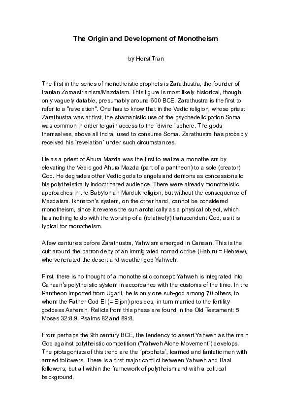(PDF) The Origin and Development of Monotheism - by Horst Tran