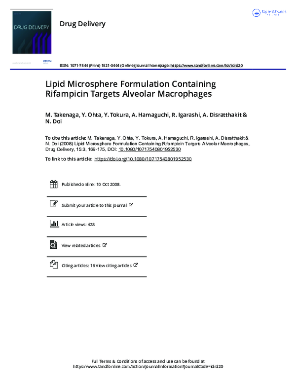 (PDF) Lipid Microsphere Formulation Containing Rifampicin Targets ...