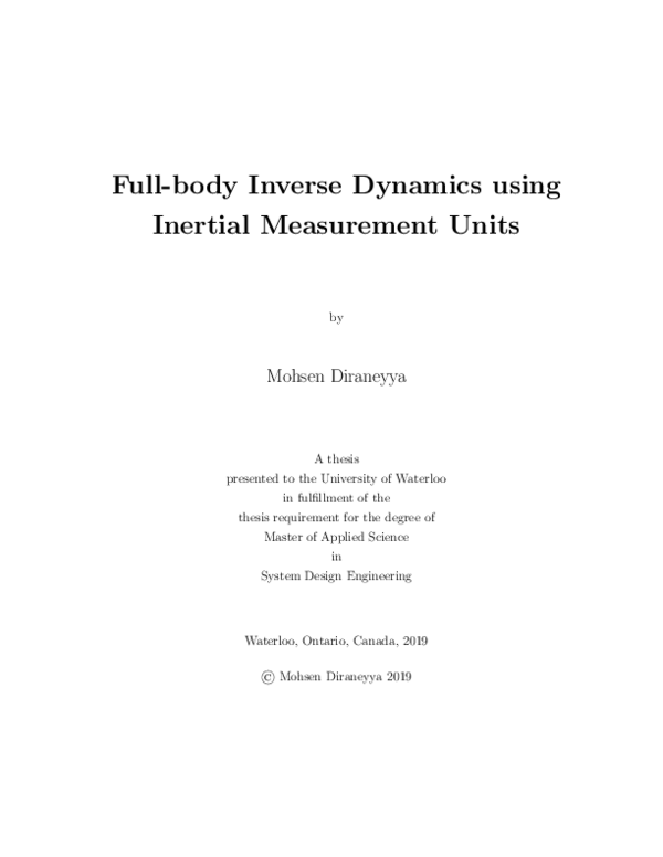 (PDF) Full-Body Inverse Dynamics Using Inertial Measurement Units | Mohsen M Diraneyya ...