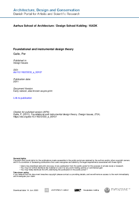 (PDF) Foundational and Instrumental Design Theory