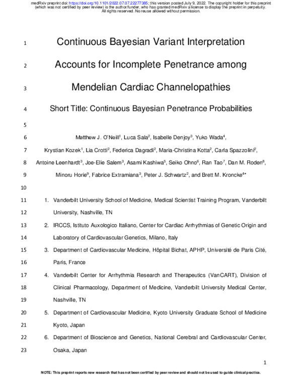 (PDF) Continuous Bayesian variant interpretation accounts for ...