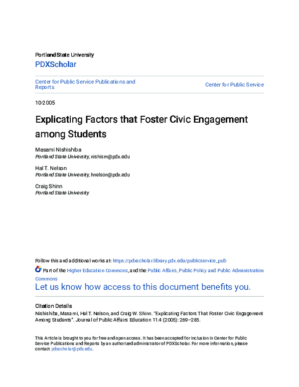 (PDF) Explicating Factors That Foster Civic Engagement among Students