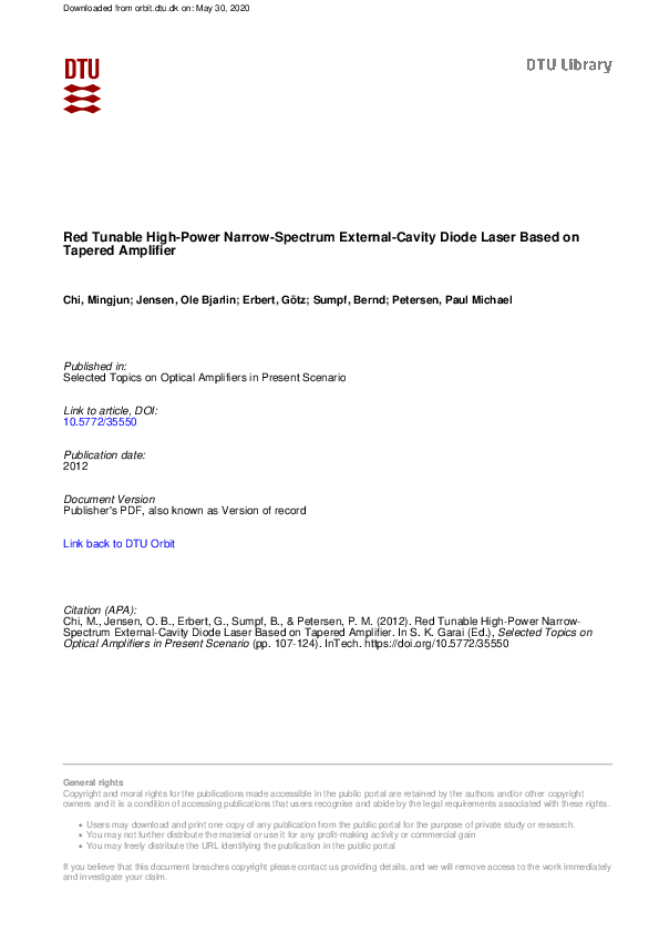 (PDF) Red Tunable High-Power Narrow-Spectrum External-Cavity Diode ...