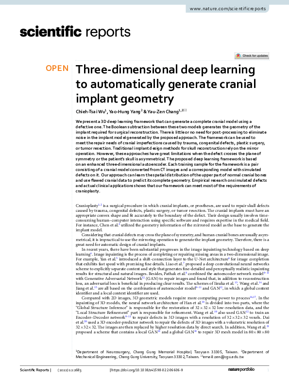 (PDF) Three-dimensional deep learning to automatically generate cranial ...