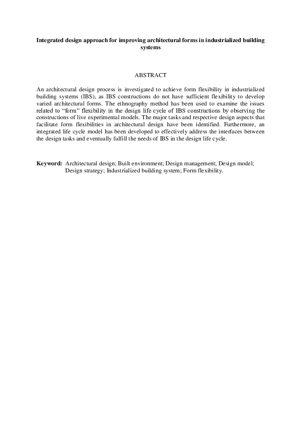 (PDF) Integrated design approach for improving architectural forms in ...