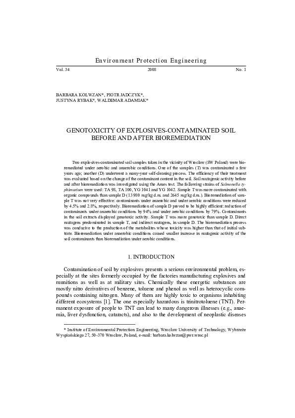 (PDF) Genotoxicity of explosives-contaminated soil before and after ...