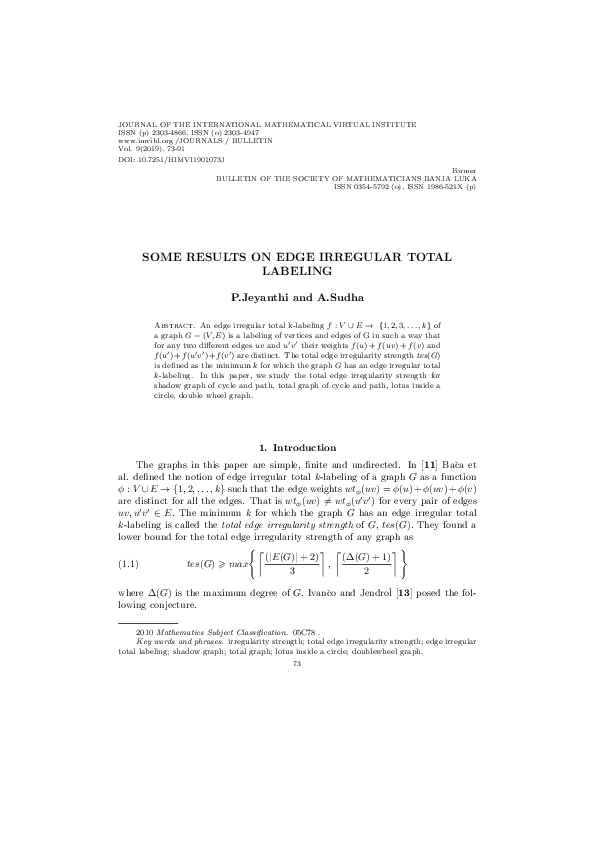 (PDF) Some Results on Edge Irregular Total Labeling