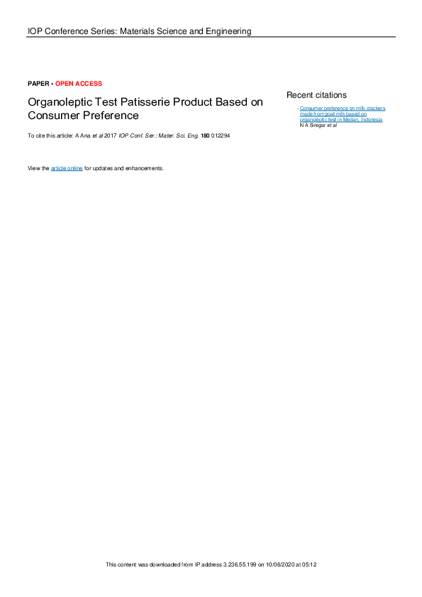 (PDF) Organoleptic Test Patisserie Product Based on Consumer Preference