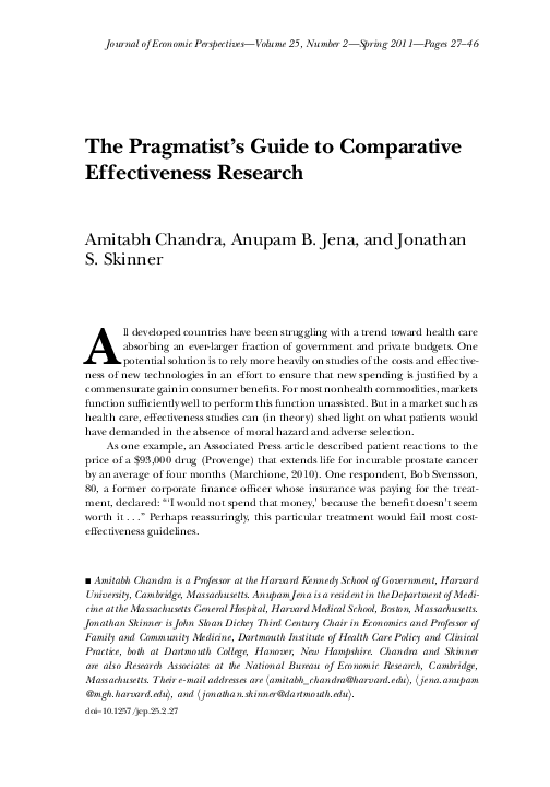 (PDF) The Pragmatist's Guide to Comparative Effectiveness Research