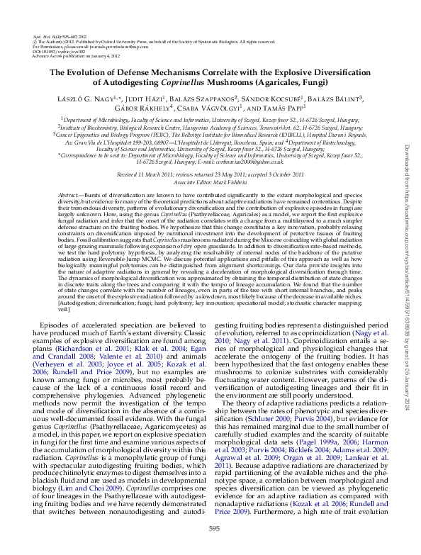 (PDF) The Evolution of Defense Mechanisms Correlate with the Explosive ...