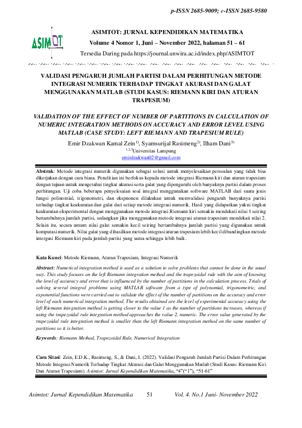 (PDF) VALIDASI PENGARUH JUMLAH PARTISI DALAM PERHITUNGAN METODE ...
