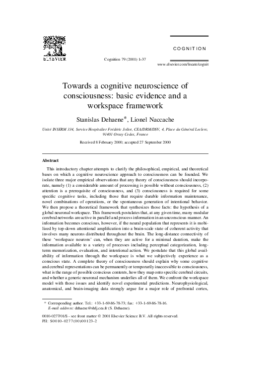 (PDF) Towards a cognitive neuroscience of consciousness: basic evidence ...
