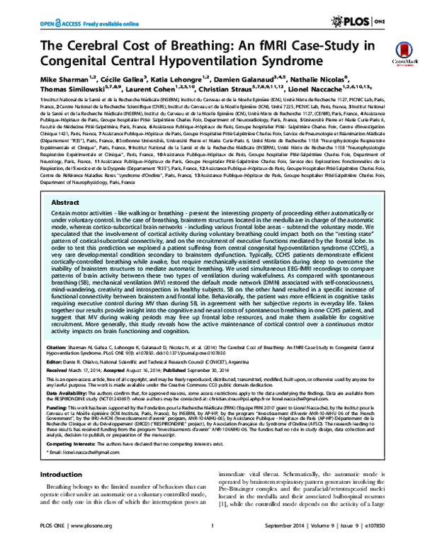 (PDF) The cerebral cost of breathing: an FMRI case-study in congenital ...