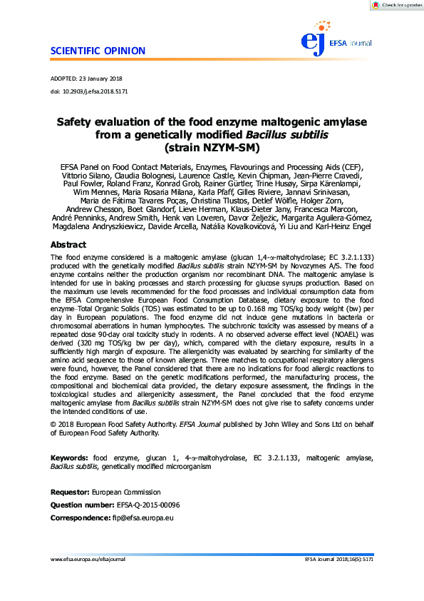 (PDF) Safety evaluation of the food enzyme maltogenic amylase from a ...