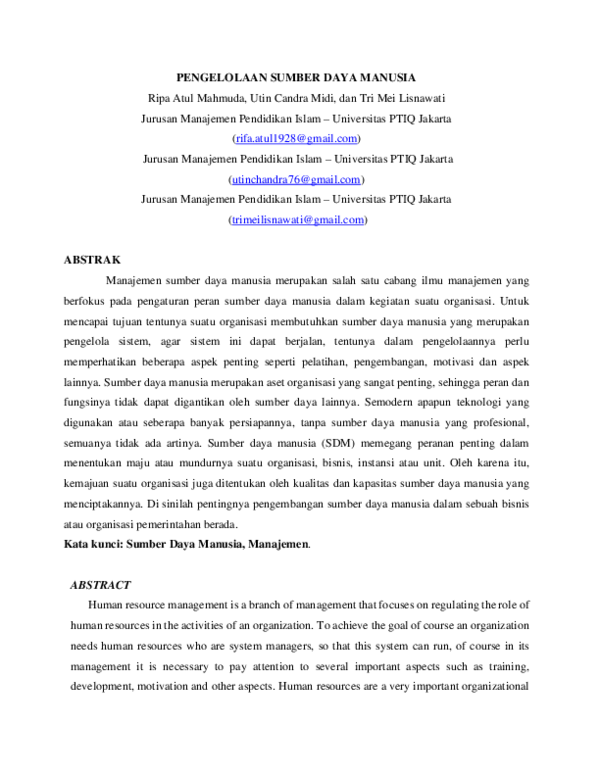 (PDF) PENGELOLAAN SUMBER DAYA MANUSIA