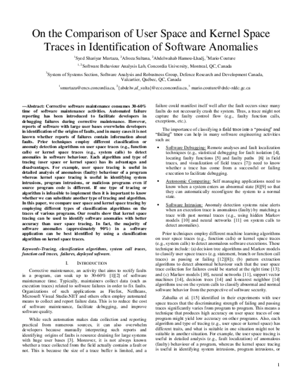 (PDF) On the Comparison of User Space and Kernel Space Traces in ...