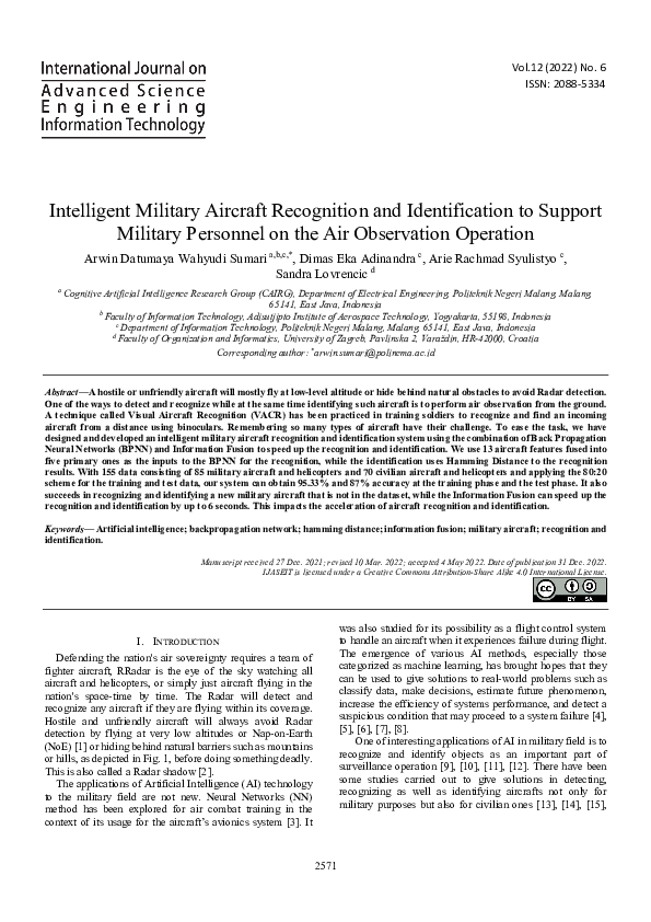 (PDF) Intelligent Military Aircraft Recognition and Identification to ...