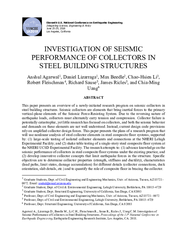 (PDF) Investigation of seismic performance of collectors in steel ...
