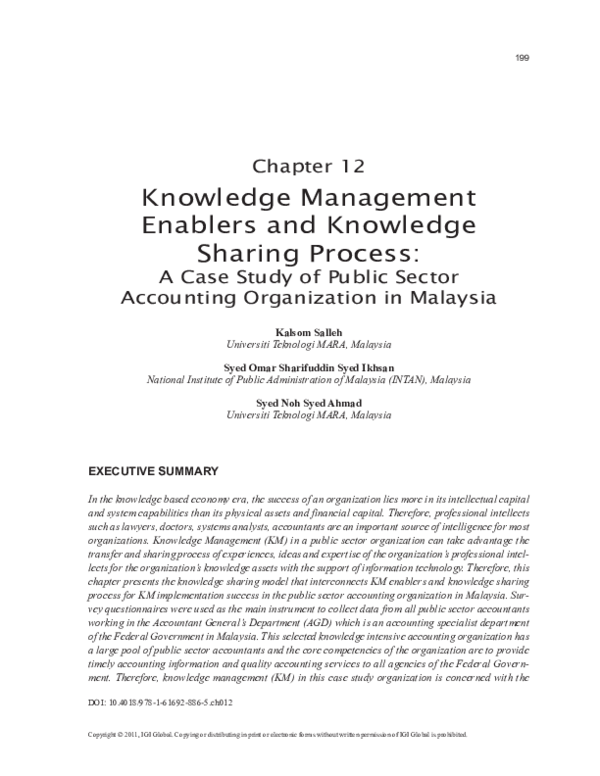 (PDF) Knowledge Management Enablers and Knowledge Sharing Process