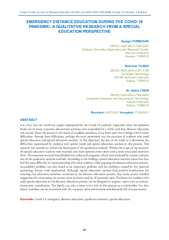 (PDF) Emergency Distance Education During the COVID-19 Pandemic: A ...